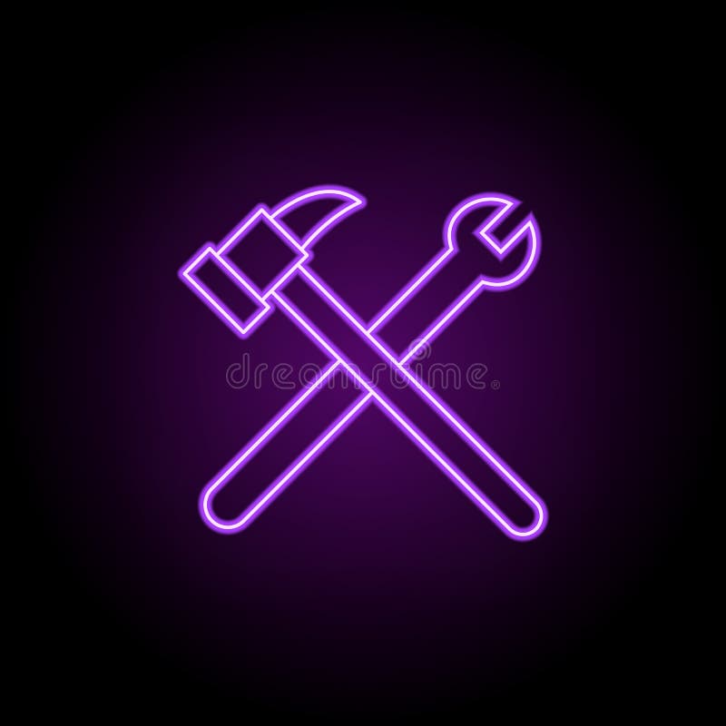 Tools Sign Outline Icon. Elements of Security in Neon Style Icons Stock ...