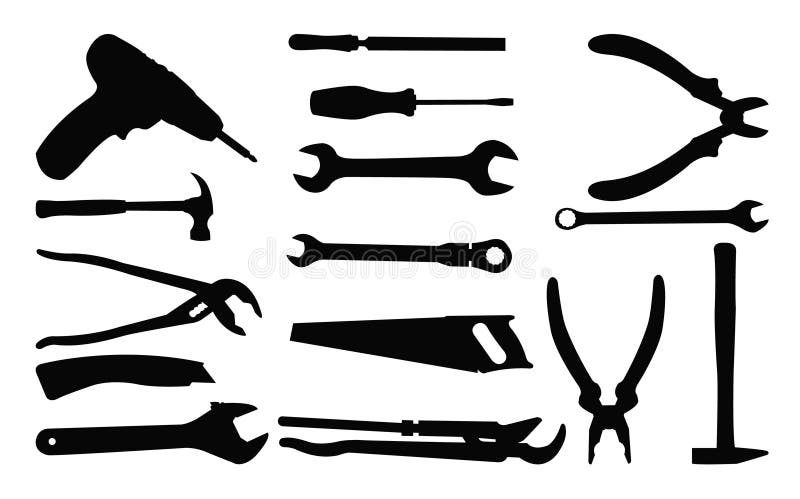 Tools silhouette stock vector. Illustration of file, hammer - 86327003