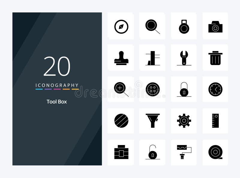 20 Tools Solid Glyph Icon for Presentation. Vector Icons Illustration ...