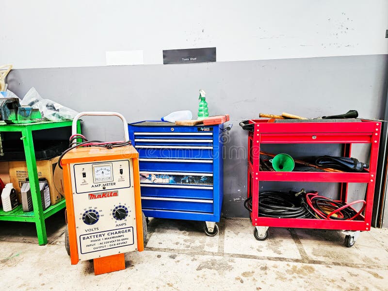 Tools at Station for Vehicle Technical Servicing Stock Photo - Image of ...