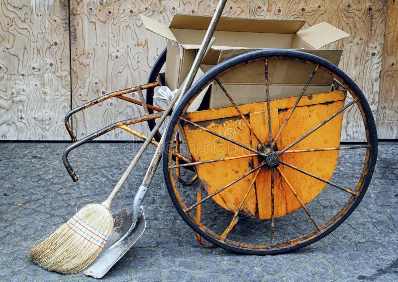 Tools of a street cleaner stock photo. Image of street - 35202018