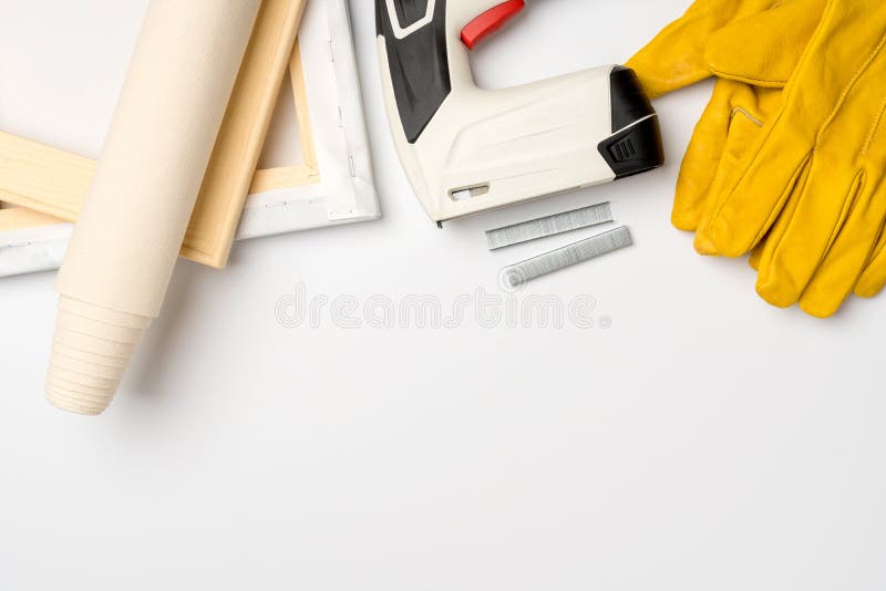 Tools for Stretching Canvas on a Wooden Frame in the Frame Workshop Top ...