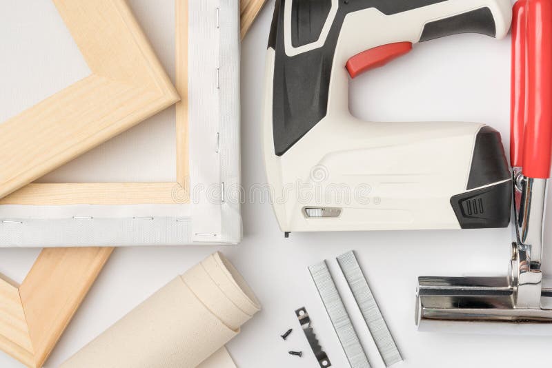 Tools for Stretching Canvas on a Wooden Stretcher. Printing Photos on ...