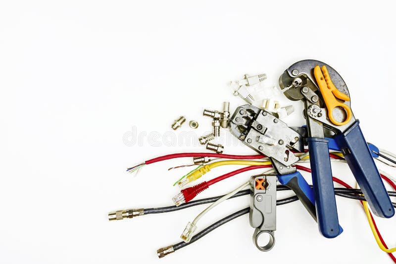 Tools and Supplies for the Installation of Internet and Televisi Stock ...
