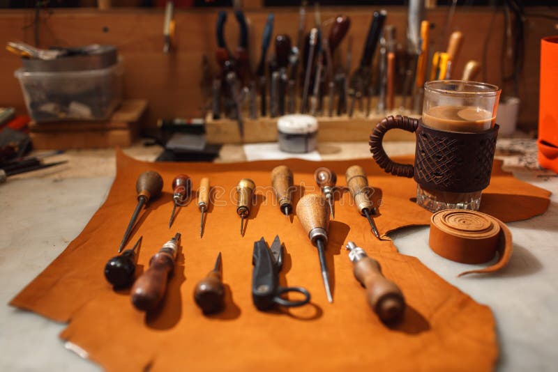 The Tools of a Tanner for Working with Leather Stock Image - Image of ...