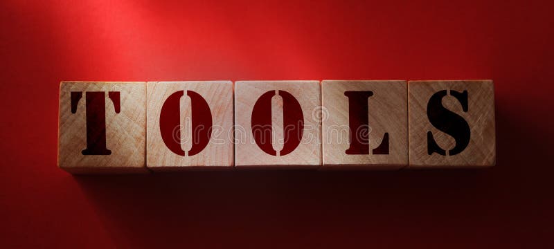 Tools Text on Plain Wooden Building Blocks. Do Project Craft or Hobby ...