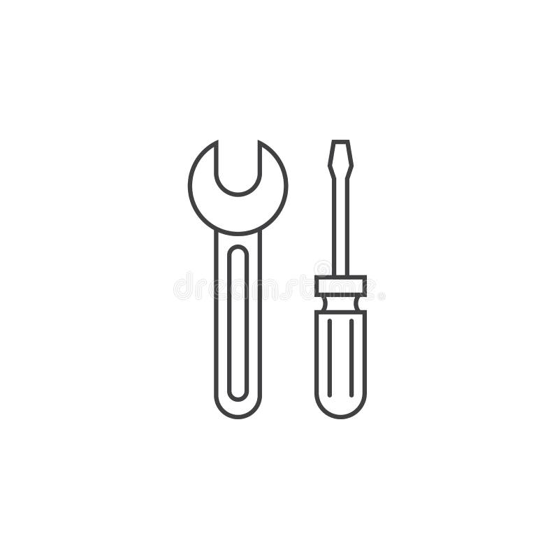 Tools Thin Line Icon, Wrench and Screwdriver Outline Vector Logo Stock ...