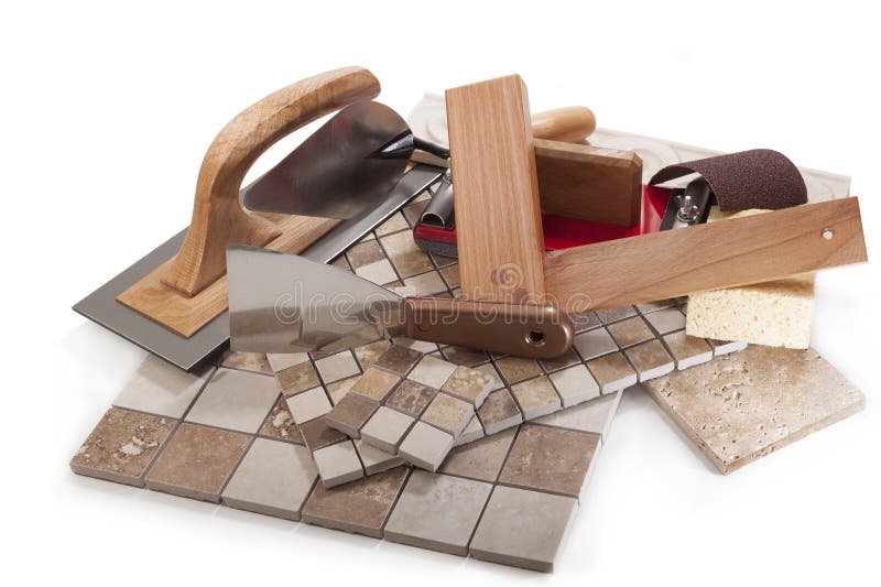 Tools and Tiles for Tiling Work Stock Photo - Image of construction ...