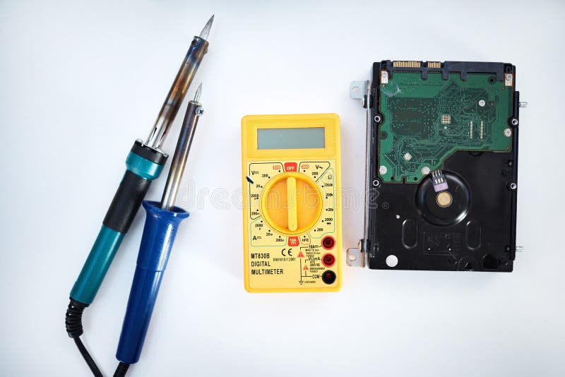 Tools To Fix Computer Parts, Hard Drive and Isolated on White ...