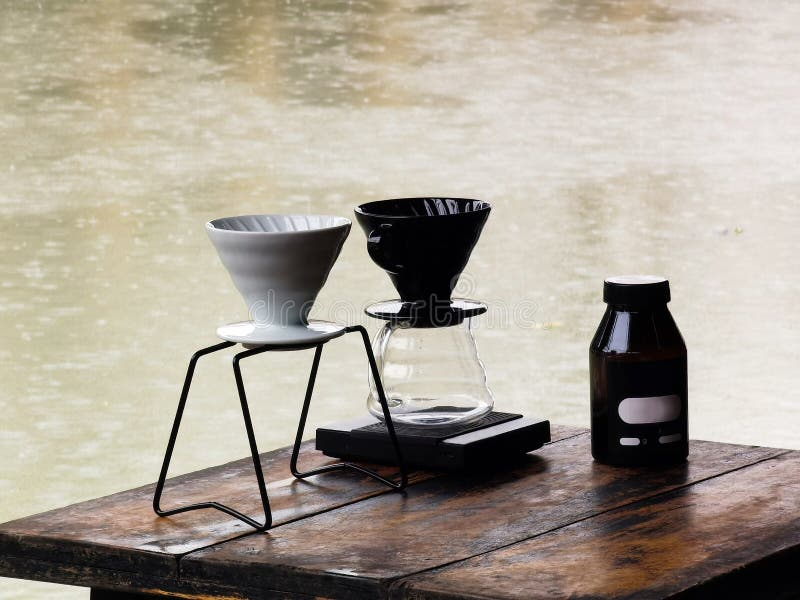 Tools to make drip coffee stock photo. Image of cafe - 216654652