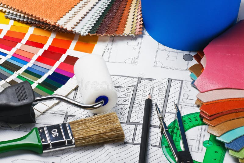 Tools To Repair the Premises and Drawing Plans Stock Image - Image of ...