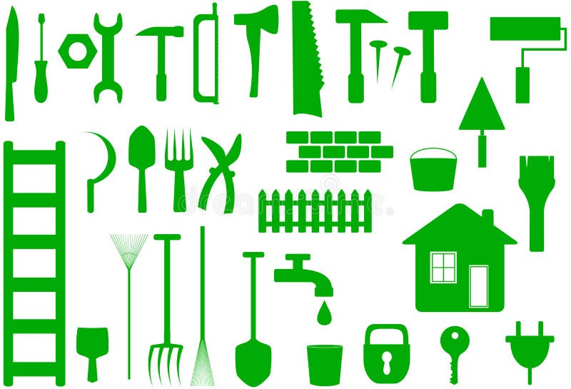 Tools To Work at Home, Repair or Garden Stock Vector - Illustration of ...