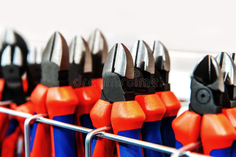 Tools Tongs in a Hardware Store. Many Accessories for Construction Work ...