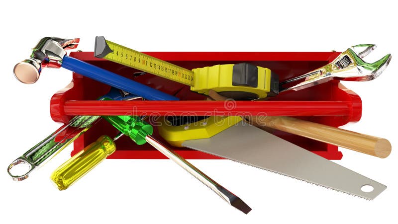 Tools Toolbox Kit Top View Isolated Background - 3d Rendering Stock ...