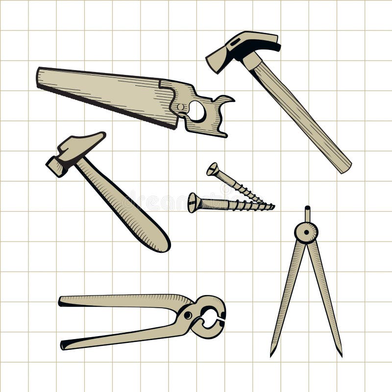 Tools of trade. stock vector. Illustration of silhouette - 78623363