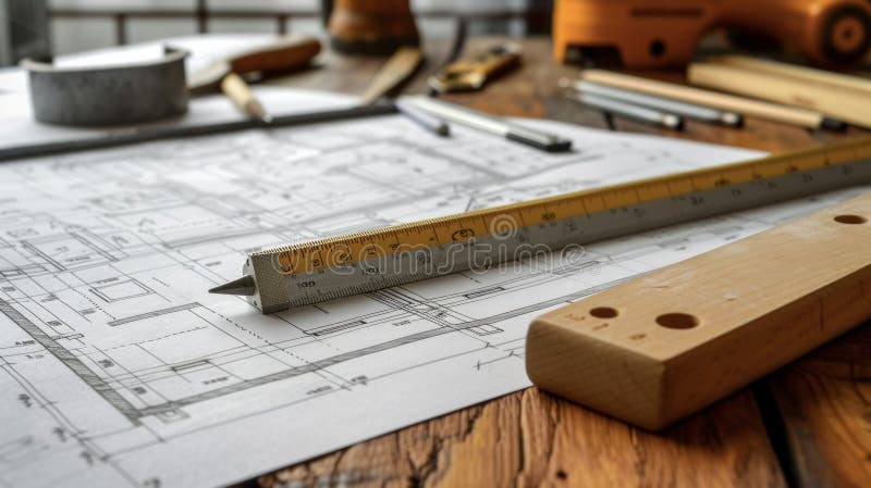 Tools of the Trade a Ruler Pencil and Architectural Scale Displayed on ...