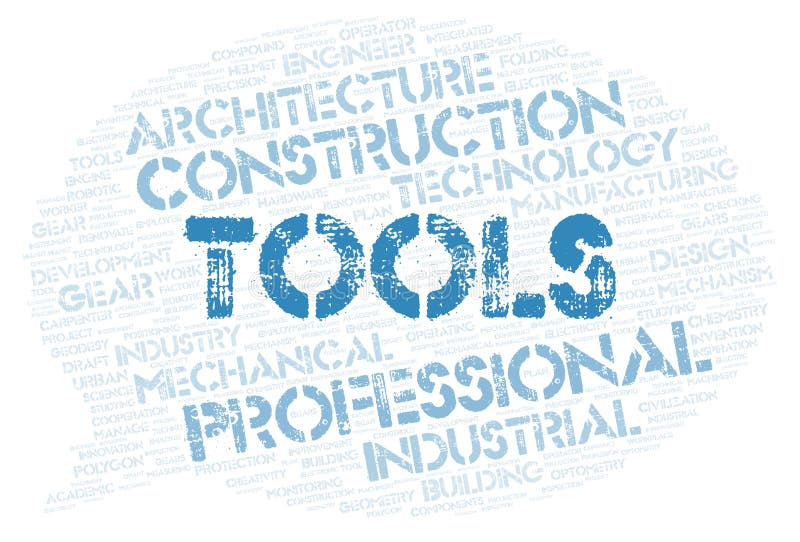 Tools Typography Word Cloud Create with the Text only Stock ...