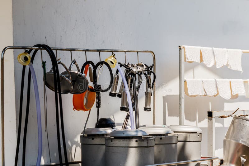 Tools used in cow`s milk. stock image. Image of bucket - 89978417