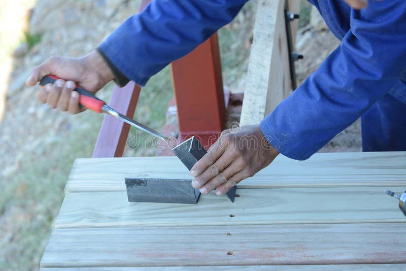 Tools Used by a Handyman at a Workbench. Stock Image - Image of working ...