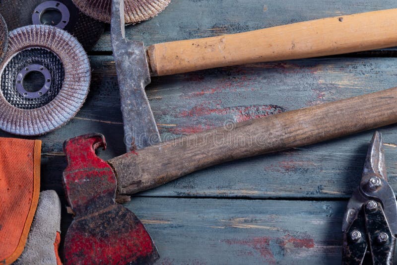 Tools Used for Work at Home or Industry Stock Photo - Image of table ...