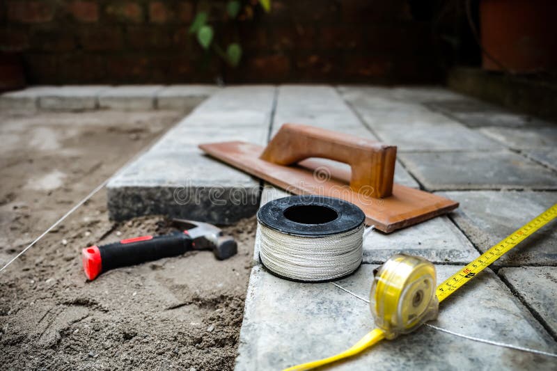 Tools, Utensils and Materials Used for Paving Block Floor Construction ...