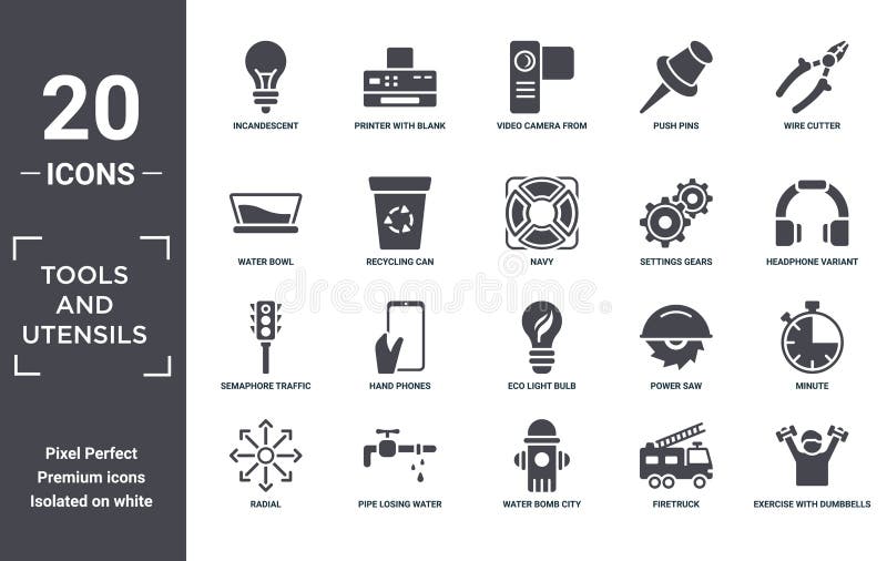 Tools.and.utensils Icon Set Stock Vector - Illustration of losing ...