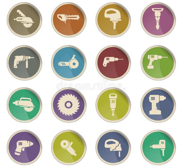 Tools icon set stock vector. Illustration of chiansaw - 123567456