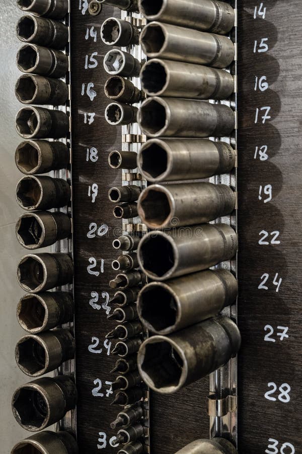 Spanners Hanging on Wall in Workshop Stock Image - Image of hanging ...