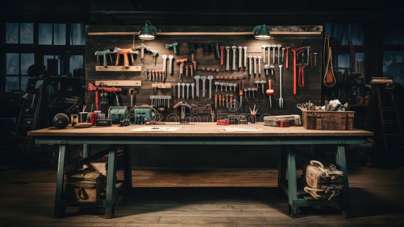 Tools warehouse table stock illustration. Illustration of rugged ...