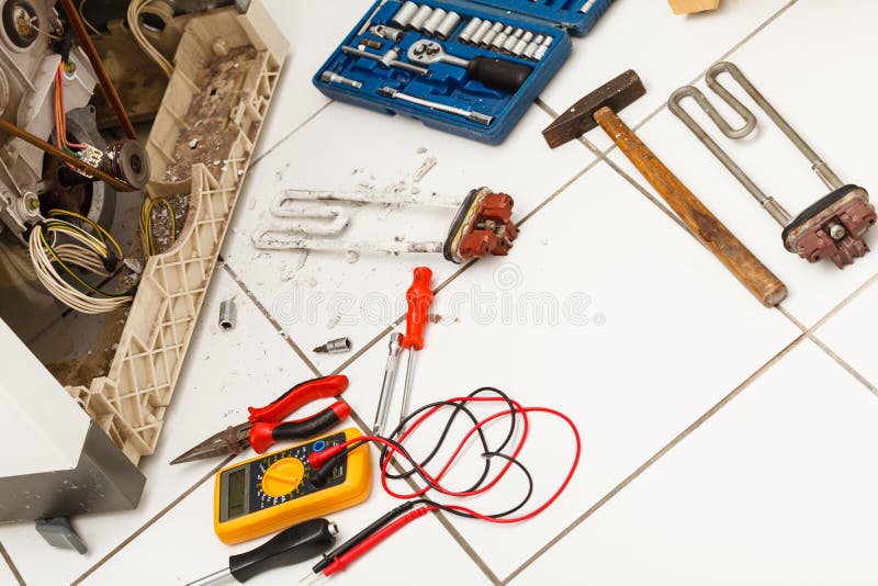 Tools with Washing Machine. Stock Photo - Image of tools, work: 78127546