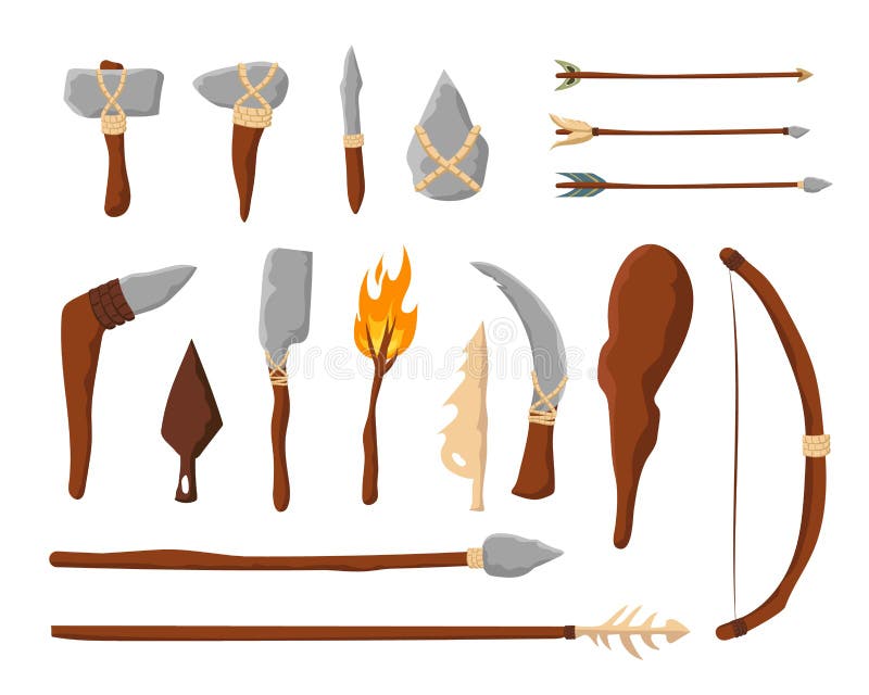 Tools and Weapons of Stone Age Stock Vector - Illustration of tool ...