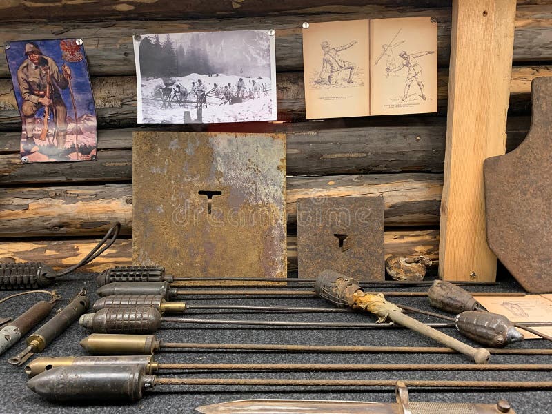 Tools and Weapons in the Trenches in the Dolomites during the War World ...