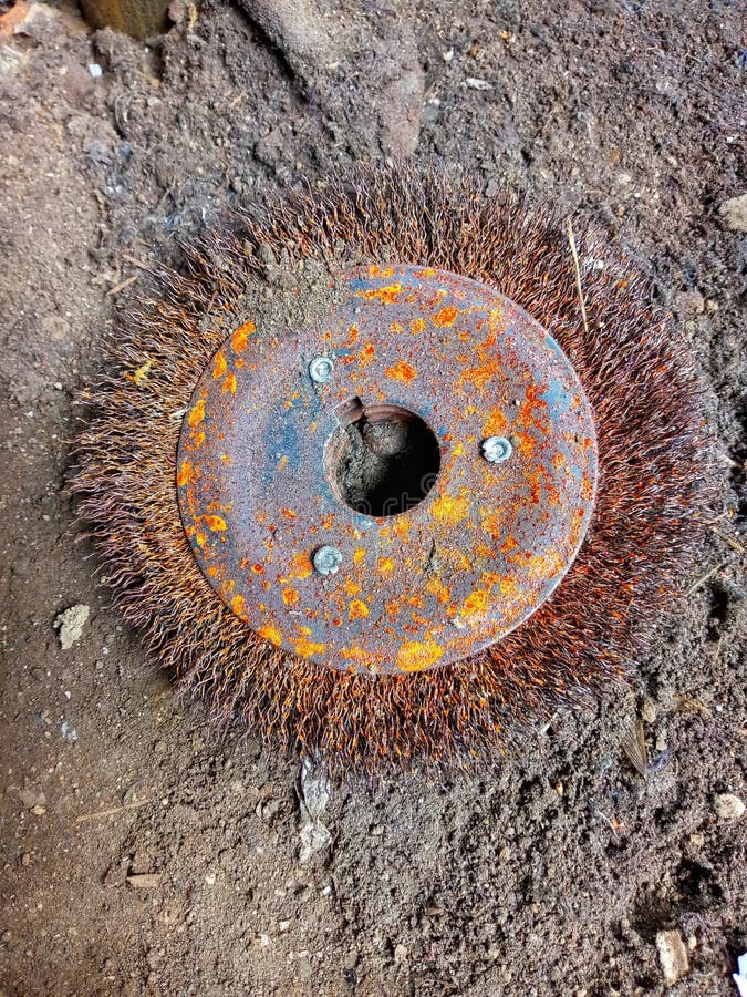 Tools, Wire Brush Polish Tools on the Ground, Rusty Wire Brush Stock ...