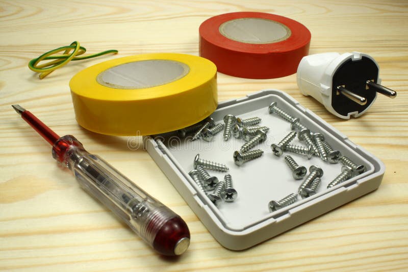 Tools for Wiring on a Wooden Table Stock Photo - Image of engineer ...