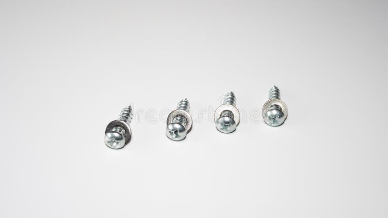 Silver Screws. Self-tapping Screws Stock Photo - Image of connection ...