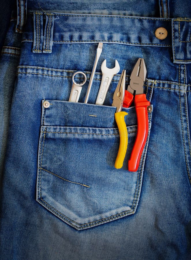 Tools on a workers pocket. stock image. Image of mechanic - 58942849