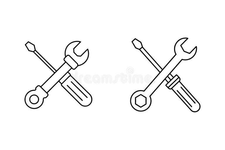 Tools Wrench and Screwdriver. Icon for Design. Easily Editable Stock ...