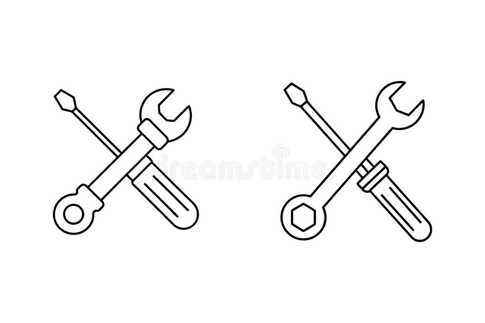 Tools Wrench and Screwdriver. Icon for Design. Easily Editable Stock ...