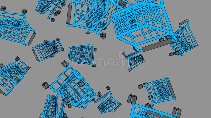 Toon Blue Shopping Carts on Gray Background. Stock Footage - Video of ...