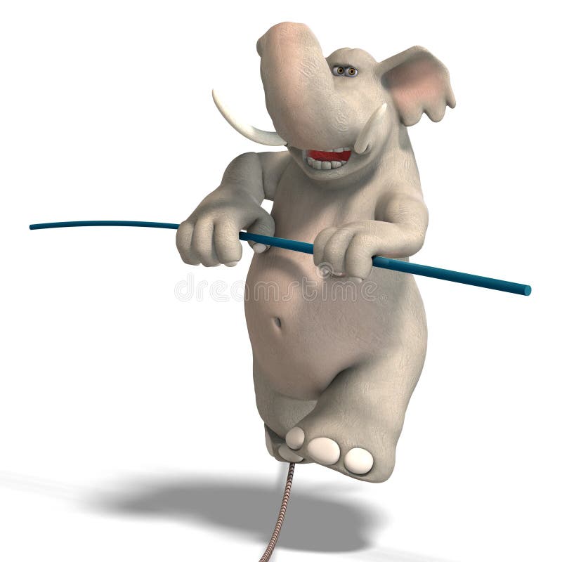 Toon elephant is balancing stock illustration. Illustration of activity ...