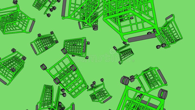 Toon Green Shopping Carts on Green Background. Stock Video - Video of ...