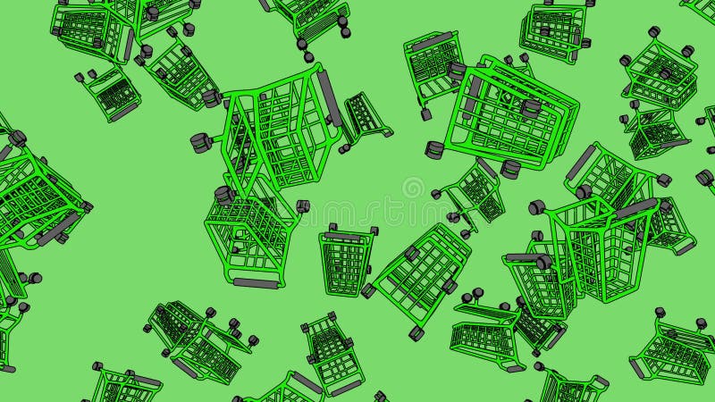 Toon Green Shopping Carts on Green Background. Stock Footage - Video of ...