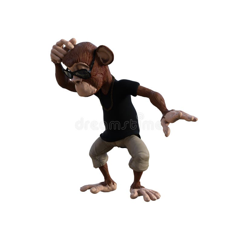 Toon Monkey Poses for Your Composition. Stock Image - Image of graphic ...