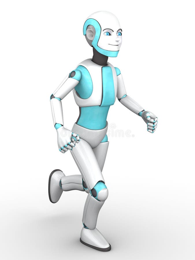 Toon Robot Boy Running Nr 2. Stock Illustration - Illustration of ...