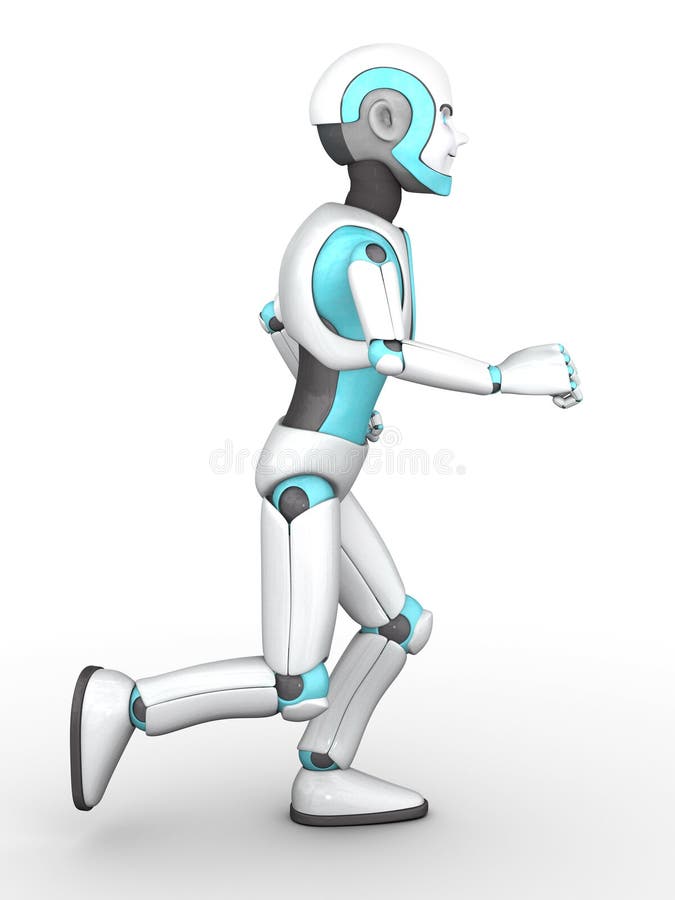 Toon robot boy running. stock illustration. Illustration of machine ...