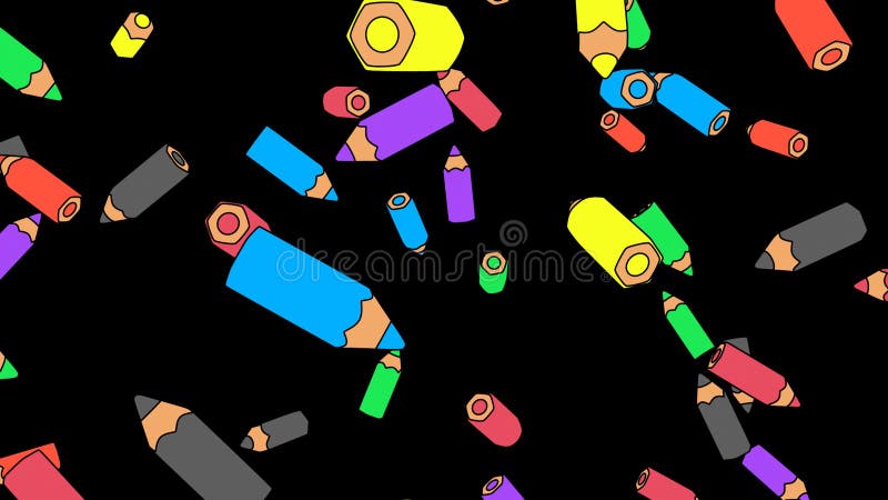 Toon Style Colored Pencils on Black Background. Stock Video - Video of ...