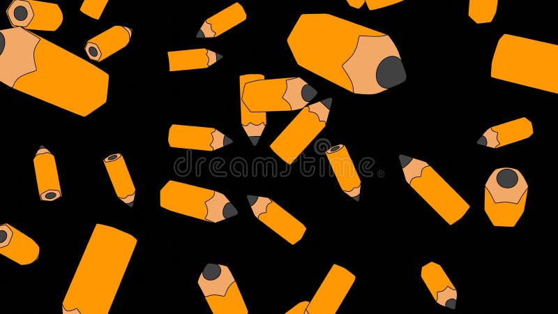 Toon Style Pencils on Black Background. Stock Illustration ...