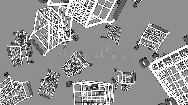 Toon White Shopping Carts on Gray Background. Stock Video - Video of ...