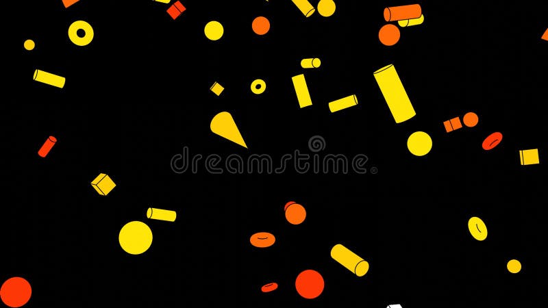 Toon Yellow Geometric Objects on Black Background. Stock Footage ...