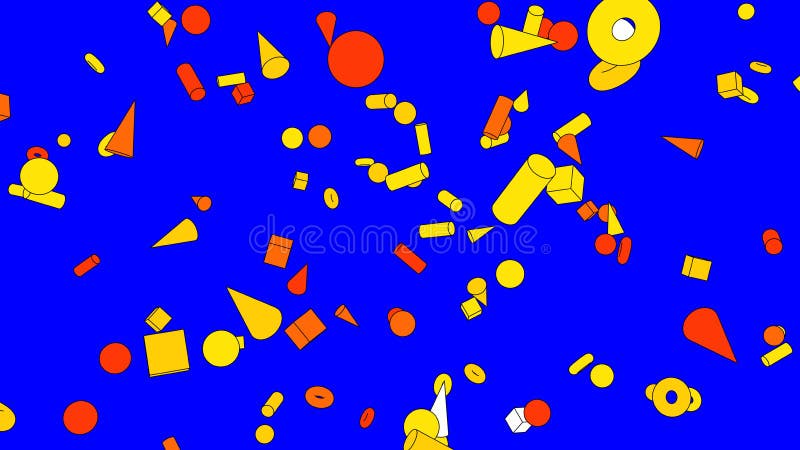 Toon Yellow Geometric Objects on Blue Chroma Key Background. Stock ...